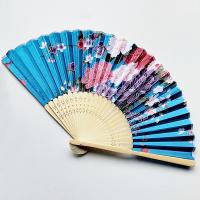China [I AM YOUR FANS] Personalized Decoration Black Large Fabric Printed Foldable Bamboo Hand Fan for sale