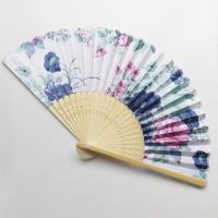 China [I AM YOUR FANS] Personalized Decoration Black Large Fabric Printed Foldable Bamboo Hand Fan for sale