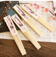 China Abanico De Madera De Mano Red Floral Fabric Customized Hand Fans Wedding Favors Foldable Hand Fans for sale