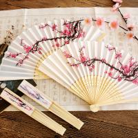 China Abanico De Madera De Mano Red Floral Fabric Customized Hand Fans Wedding Favors Foldable Hand Fans for sale