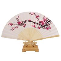 China Abanico De Madera De Mano Red Floral Fabric Customized Hand Fans Wedding Favors Foldable Hand Fans for sale
