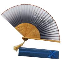 China [I AM YOUR FANS]Recuerdos De Boda Quality Silk Bamboo Hand Fan and Dark Paper Box Personalised Hand Fan for Gifts for sale