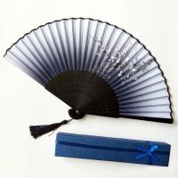 China [I AM YOUR FANS]Recuerdos De Boda Quality Silk Bamboo Hand Fan and Dark Paper Box Personalised Hand Fan for Gifts for sale