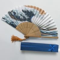 China [I AM YOUR FANS]Recuerdos De Boda Quality Silk Bamboo Hand Fan and Dark Paper Box Personalised Hand Fan for Gifts for sale