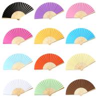 China Colorful 21/23cm Customized Colored Printed  Fan Paper/Poyester Hand Fan for Activity for sale