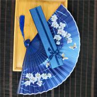 China 21cm Japanese Style Portable Silk Folding Hand Fan Bamboo Fans for Wedding for sale