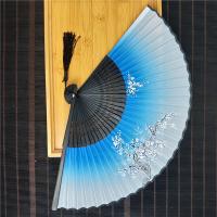 China 21cm Japanese Style Portable Silk Folding Hand Fan Bamboo Fans for Wedding for sale