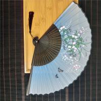 China 21cm Japanese Style Portable Silk Folding Hand Fan Bamboo Fans for Wedding for sale