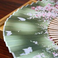 China Custom Printed Silk Hand Fans Folding Bamboo Hand Fan for Weddings Favor for sale