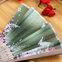 China Custom Printed Silk Hand Fans Folding Bamboo Hand Fan for Weddings Favor for sale
