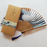 China [I AM YOUR FANS] Traditional High Quality Fabric Polyester Hand Fan With Craft Paper Box for sale