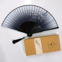 China [I AM YOUR FANS] Traditional High Quality Fabric Polyester Hand Fan With Craft Paper Box for sale