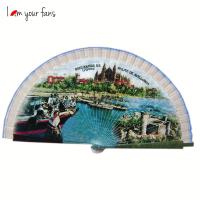 China Europe Style Hand Painted Spanish Wood Folding Hand Fan Can Print Groom and Bride Name and Wedding Date for sale