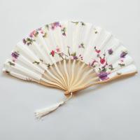 China [I AM YOUR FANS]Hand-made Bamboo Wedding Favor 21cm Silk Folding Fan With Elegant Fabric Bag for sale