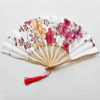 China [I AM YOUR FANS]Hand-made Bamboo Wedding Favor 21cm Silk Folding Fan With Elegant Fabric Bag for sale