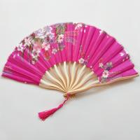 China [I AM YOUR FANS]Hand-made Bamboo Wedding Favor 21cm Silk Folding Fan With Elegant Fabric Bag for sale