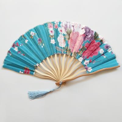China [I AM YOUR FANS]Hand-made Bamboo Wedding Favor 21cm Silk Folding Fan With Elegant Fabric Bag for sale