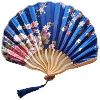 China New Arrival Factory Price Seashell Flower Bamboo Hand Held Fabric Fan Bamboo Wood Fans for sale