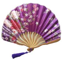 China New Arrival Factory Price Seashell Flower Bamboo Hand Held Fabric Fan Bamboo Wood Fans for sale