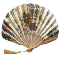 China New Arrival Factory Price Seashell Flower Bamboo Hand Held Fabric Fan Bamboo Wood Fans for sale