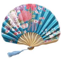 China Hot Selling Seashell Flower Hand Fan Foldable Wedding Fabric Bamboo Fan for sale