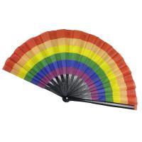 China Custom Rainbow Fan Pride Festival Party Fans Bamboo Hand Fan for Lesbian & Gay for sale