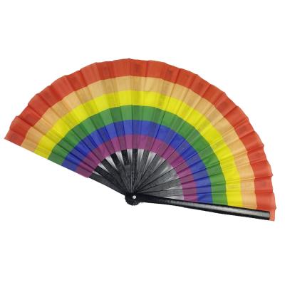 China Custom Rainbow Fan Pride Festival Party Fans Bamboo Hand Fan for Lesbian & Gay for sale