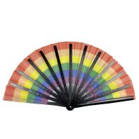 China Custom Rainbow Fan Pride Festival Party Fans Bamboo Hand Fan for Lesbian & Gay for sale