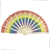 China Custom Rainbow Fan Pride Festival Party Fans Bamboo Hand Fan for Lesbian & Gay for sale