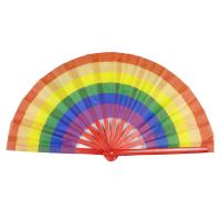 China Custom Rainbow Fan Pride Festival Party Fans Bamboo Hand Fan for Lesbian & Gay for sale