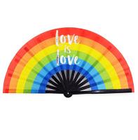 China Customized 23Cm Colored Printed Pride Rainbow Fan Pride Rainbow Hand Fan for Lesbian & Gay for sale