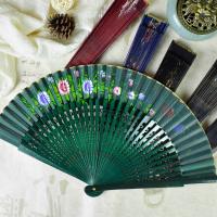 China Custom Hollow Design Wedding Hand Held Fan Lace Folding Fans Hand Painted Spanish Wood Fan for sale