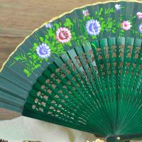 China Personalized Wedding Decoration Wooden Hand Fan Hand Painted Spanish Wood Folding Fans for sale