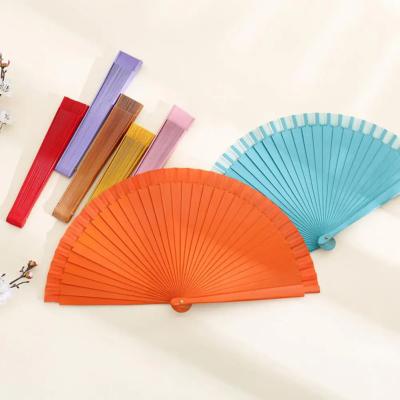 China Chinese Style Vintage Hand Fan Portable Chinese Bamboo Fan Wedding Gifts 23cm Spanish Wooden Fans Hot Sale for sale