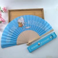 China Craft Decoration Gift Length 23Cm Folding Linen Hand Fan Wood Hand Held for Women for sale