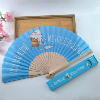China Craft Decoration Gift Length 23Cm Folding Linen Hand Fan Wood Hand Held for Women for sale