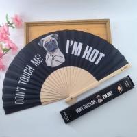 China Craft Decoration Gift Length 23Cm Folding Linen Hand Fan Wood Hand Held for Women for sale
