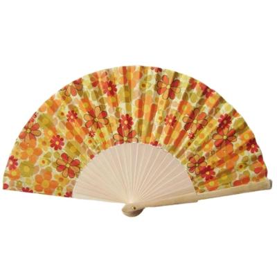 China Personalized Pear Ploy Ester  Cotton Wood Fan High Quality Wood Fans Custom Wooden Folding Clack Hand Fan for sale