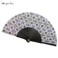 China Personalized Pear Ploy Ester  Cotton Wood Fan High Quality Wood Fans Custom Wooden Folding Clack Hand Fan for sale