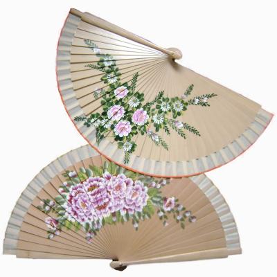China High Quality Luxury Custom Made Wood Hand Fans Hand Painted Spanish Wood Fan for sale