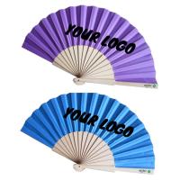 China 23 cm Wholesale Chinese Factory Wood Folding Hand Fan Paper and Fabric Japanese Natural Wood Fans for sale