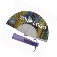 China 23 cm Wholesale Chinese Factory Wood Folding Hand Fan Paper and Fabric Japanese Natural Wood Fans for sale