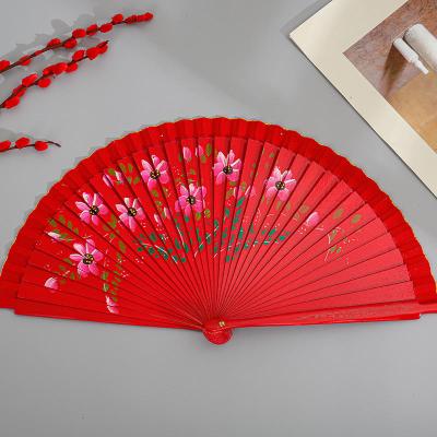China Wooden Crafts Hand Painted Spanish Wood Fan for Customized Decoration and Show for sale