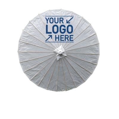 China Diameter 84cm Chinese Craft Paper Umbrella/Parasol for Wedding Photograph Accessory Party Decor White Paper Long-handle Parasol for sale