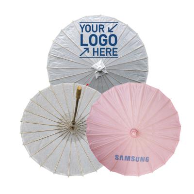 China Wholesale Paper Wedding Umbrella White Parasols Custom Handmade Plain Craft Umbrella With Wooden Handle for sale