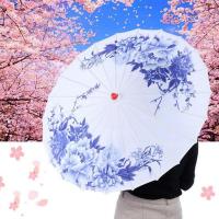 China Chinese Japanese Oil Paper Umbrella Parasol Dancing Umbrella Wooden Handle Craft Wedding Decor for sale