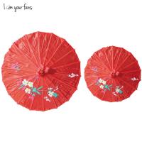 China [I AM YOUR FANS ]Factory Price Traditional Folk Style Chinese Classical Fabric Red Wedding Chinese Umbrella for sale