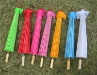 China [I AM YOUR FANS]Wholesale White Fabric Chinese Parasol Wooden Umbrella for Outdoor Fabric Wedding Umbrella for sale