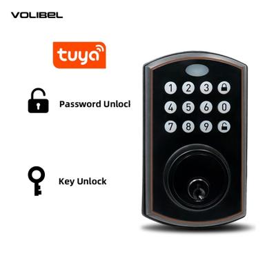 China Smart Deadbolt Door Lock Wifi Tuya APP Password Key Wooden Door for sale