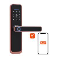 China 6V Bluetooth Smart Door Locks Sturdy Red Bronze Wifi Front Door Lock for sale